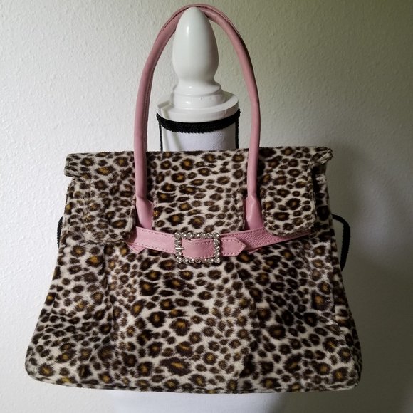 Mystique Boutique | Bags | Vintage Mystique Faux Fur W Pink Leather Bag ...